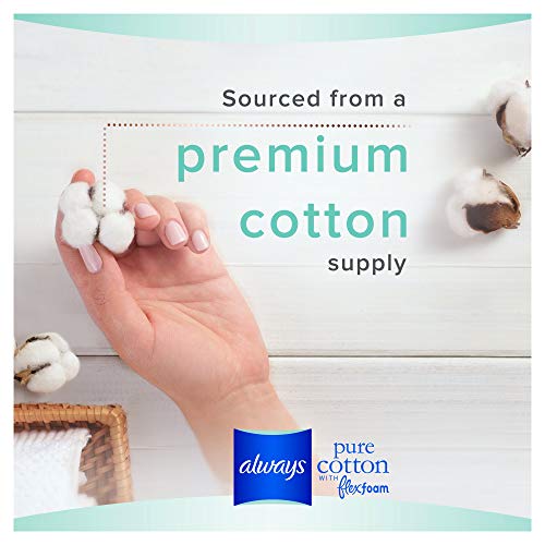 Always Pure Cotton with Flexfoam Pads, Size 1,Regular Absorbency (3 Packs of 14-36 Count Total)