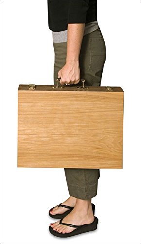 Creative Mark Capri Deluxe Wood Artist Paint Box - Storage for Art Supplies, Paints, Mediums, Brushes, Compartment Storage, Lightweight, Travel - [Oil-Stained - Natural Finish]
