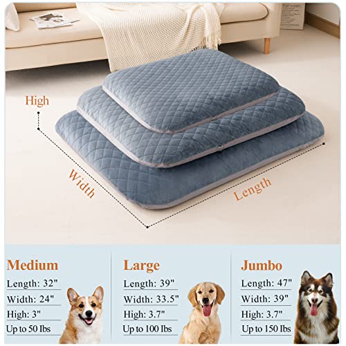 Hero Dog Extra Large Dog Bed for Extra Large Dogs, 47-Inch Jumbo Super Soft Orthopedic Dog Bed with Non Slip Bottom - Washable Pet Sleeping Beds with Removable Cover, Blue Grey XL