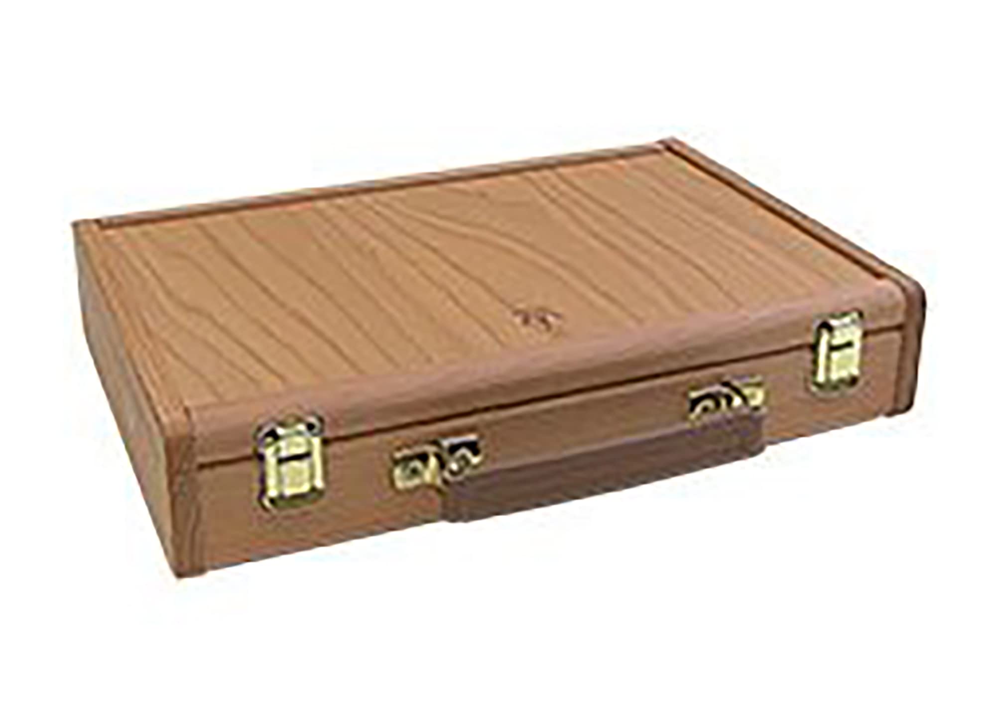 Creative Mark Capri Deluxe Wood Artist Paint Box - Storage for Art Supplies, Paints, Mediums, Brushes, Compartment Storage, Lightweight, Travel - [Oil-Stained - Natural Finish]