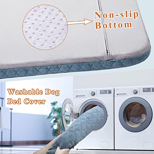 Hero Dog Extra Large Dog Bed for Extra Large Dogs, 47-Inch Jumbo Super Soft Orthopedic Dog Bed with Non Slip Bottom - Washable Pet Sleeping Beds with Removable Cover, Blue Grey XL