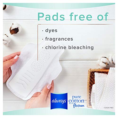 Always Pure Cotton with Flexfoam Pads, Size 1,Regular Absorbency (3 Packs of 14-36 Count Total)