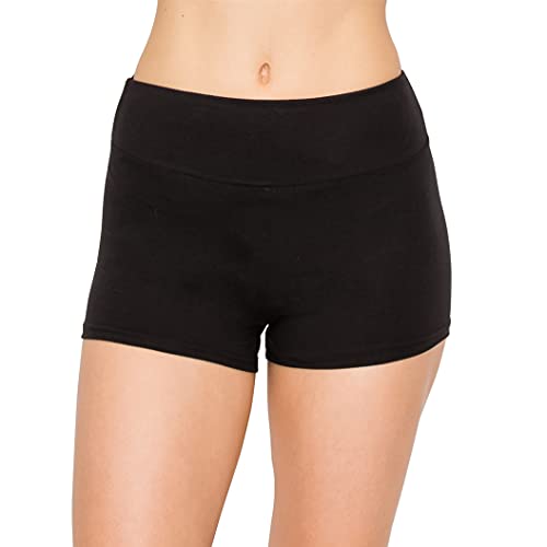 ALWAYS Women Workout Yoga Shorts - Premium Buttery Soft Solid Stretch Cheerleader Running Dance Volleyball Short Pants Black Petite X-Small
