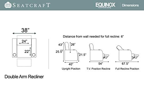 Seatcraft Equinox - Home Theater Seating - Top Grain Leather - Power Recline - Powered Headrest and Lumbar Support - Arm Storage - USB Charging - Cup Holders - Single Recliner, Black
