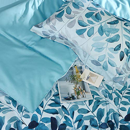 MILDLY 100% Egyptian Cotton Duvet Cover Set 3pcs Printed Bedding Set with Zipper Closure & Corner Ties - Nero (1 Duvet Cover, 2 Pillow Shams)