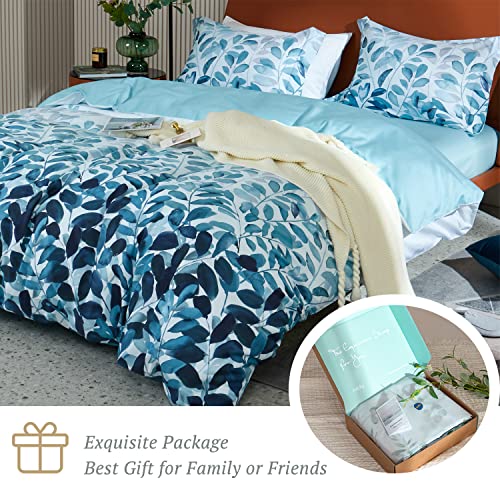 MILDLY 100% Egyptian Cotton Duvet Cover Set 3pcs Printed Bedding Set with Zipper Closure & Corner Ties - Nero (1 Duvet Cover, 2 Pillow Shams)