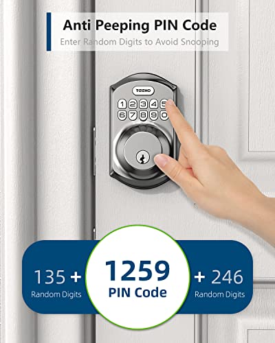 TEEHO TE001 Keyless Entry Door Lock with Keypad - Smart Deadbolt Lock - Front Door Lock with 2 Keys - Auto Lock - Easy Installation - Satin Nickel