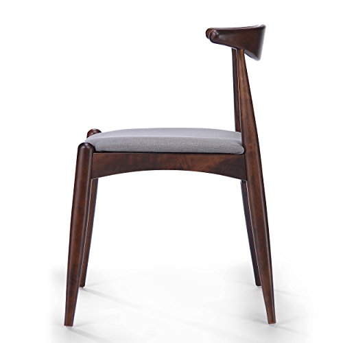 Christopher Knight Home Francie Fabric with Walnut Finish Dining Chairs, 2-Pcs Set, Light Grey / Walnut