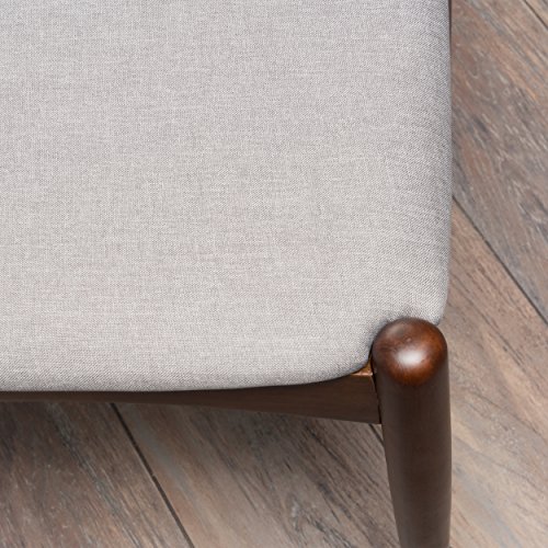 Christopher Knight Home Francie Fabric with Walnut Finish Dining Chairs, 2-Pcs Set, Light Grey / Walnut