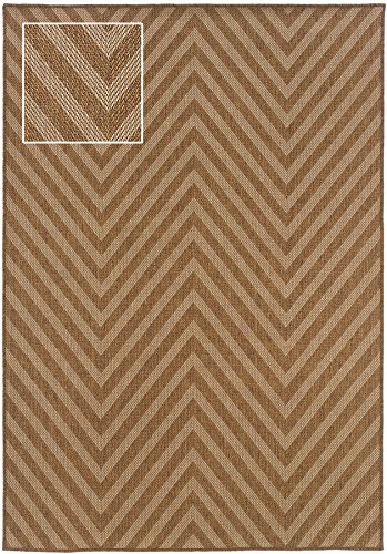 Christopher Knight Home Keystone Chevron Indoor/Outdoor Area Rug, 3' 7" X 5' 6", Light Tan