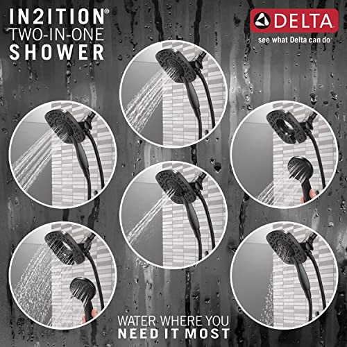 Delta Faucet Ashlyn 17 Series Dual-Handle Delta Shower Trim Kit with In2ition 2-in-1 Shower Head with Handheld Spray, Matte Black Shower Fixture, Matte Black T17264-BL-I (Valve Not Included)