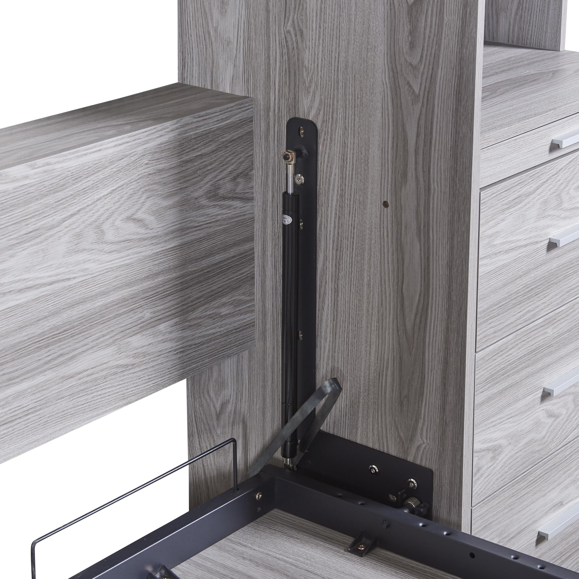 Unique Twin Size Murphy Bed with Storage Shelves and Drawers, Multiple Storage Bed Suitable for Guest Room, Office, Apartment