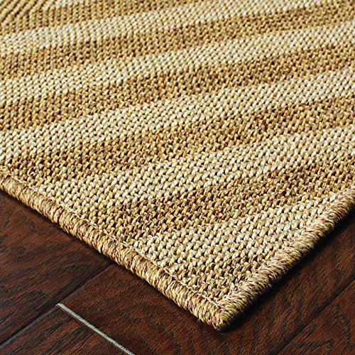 Christopher Knight Home Keystone Chevron Indoor/Outdoor Area Rug, 3' 7" X 5' 6", Light Tan