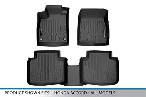 SMARTLINER Custom Fit Floor Mats 2 Row Liner Set Black Compatible with 2018-2022 Honda Accord - All Models