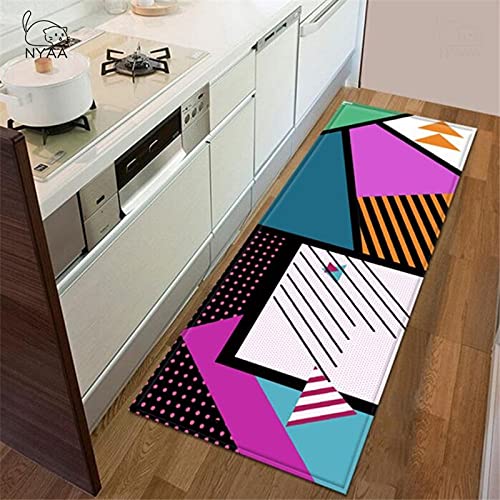 OPLJ Kitchen mat Bedroom Door Door mat 3D Geometric Pattern Home Floor Decoration Living Room Bathroom Non-Slip Carpet A7 60x180cm