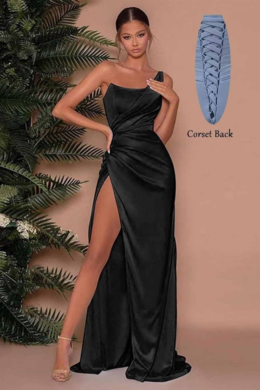 OFEYCHUN Wisteria Formal Dresses for Women Evening Party Pleated Prom Dresses with Slit One Shoulder Evening Gowns Size 16