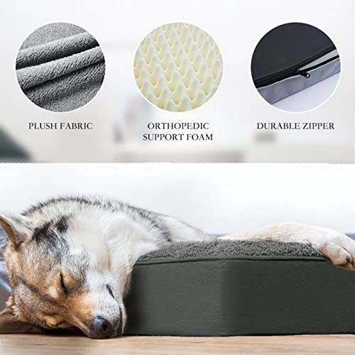 Baauye X-Large Dog Bed for Large/Mediem/Samll Dogs, Orthopedic Egg-Crate Foam Dog Bed Suit for Dog Crates with Removable Waterproof and Washable Cover (X-Large(41x30x4), Dark Grey)