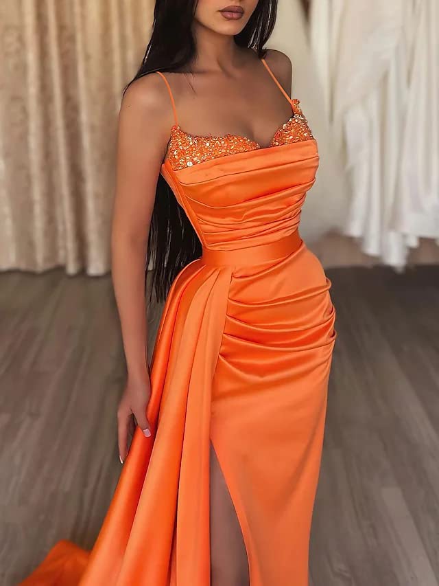 Princess Glitter Prom Dresses for Women with Train Mermaid Sequin Ruffled Satin Evening Formal Gowns Wisteria Size 8