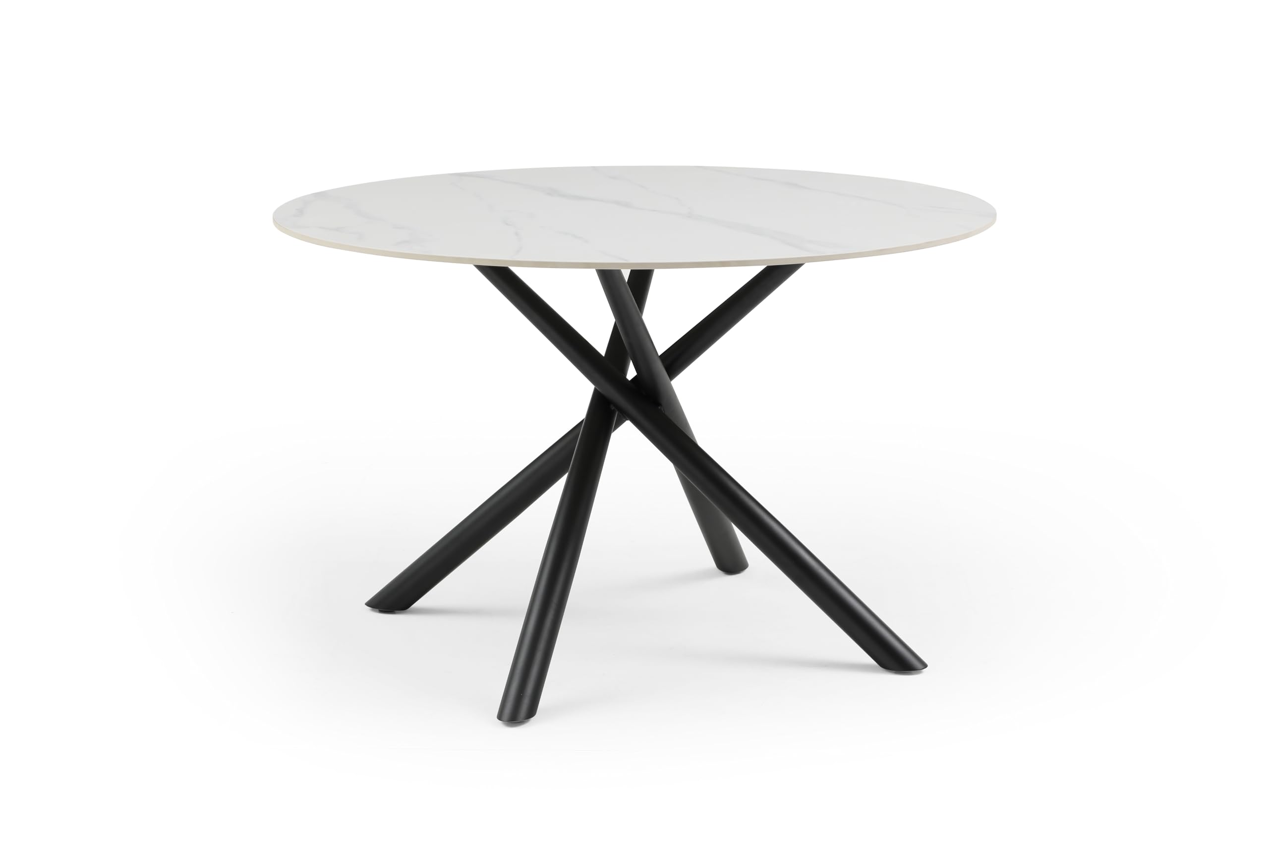 JURMALYN 53" Marble Dining Table Round Kitchen Table, Circle Dining Room Table with White Sintered Stone Top and Metal Legs Mid-Century Modern Dinner Table for 4 6 for Living Room Dining Room Kitchen