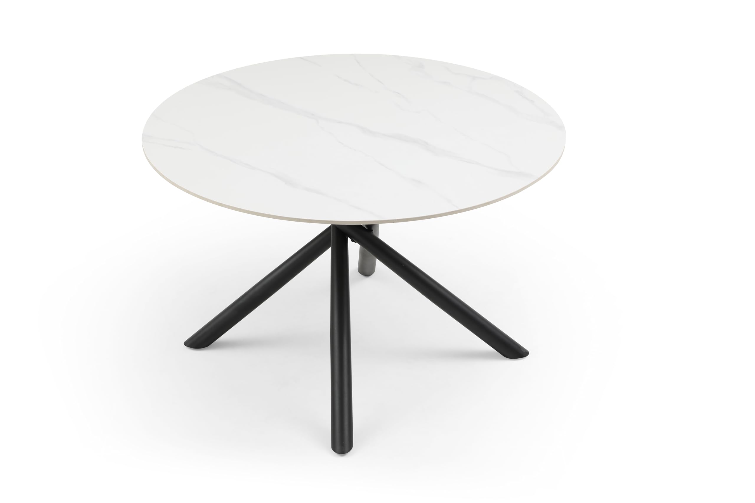 JURMALYN 53" Marble Dining Table Round Kitchen Table, Circle Dining Room Table with White Sintered Stone Top and Metal Legs Mid-Century Modern Dinner Table for 4 6 for Living Room Dining Room Kitchen