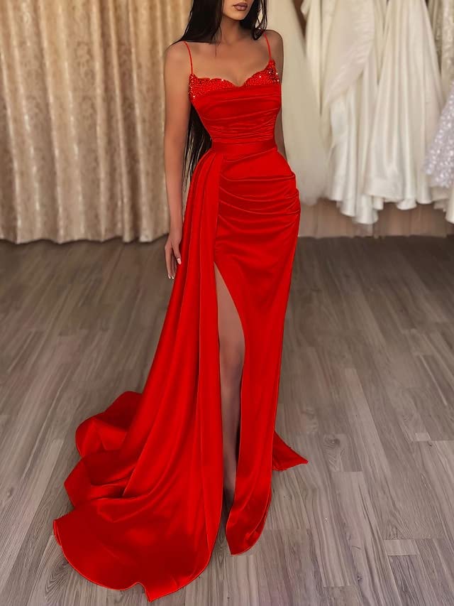 Princess Glitter Prom Dresses for Women with Train Mermaid Sequin Ruffled Satin Evening Formal Gowns Wisteria Size 8