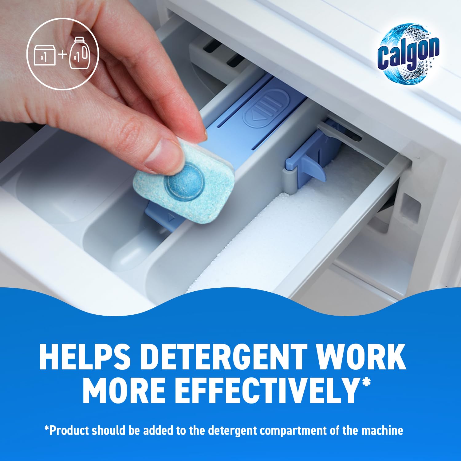 Calgon 4-in-1 Washing Machine Cleaner and Water Softener Tablets, 75 Count, Removes Limescale, Residue, Dirt, Rust & Malodours, Deep Clean, XL Pack Size