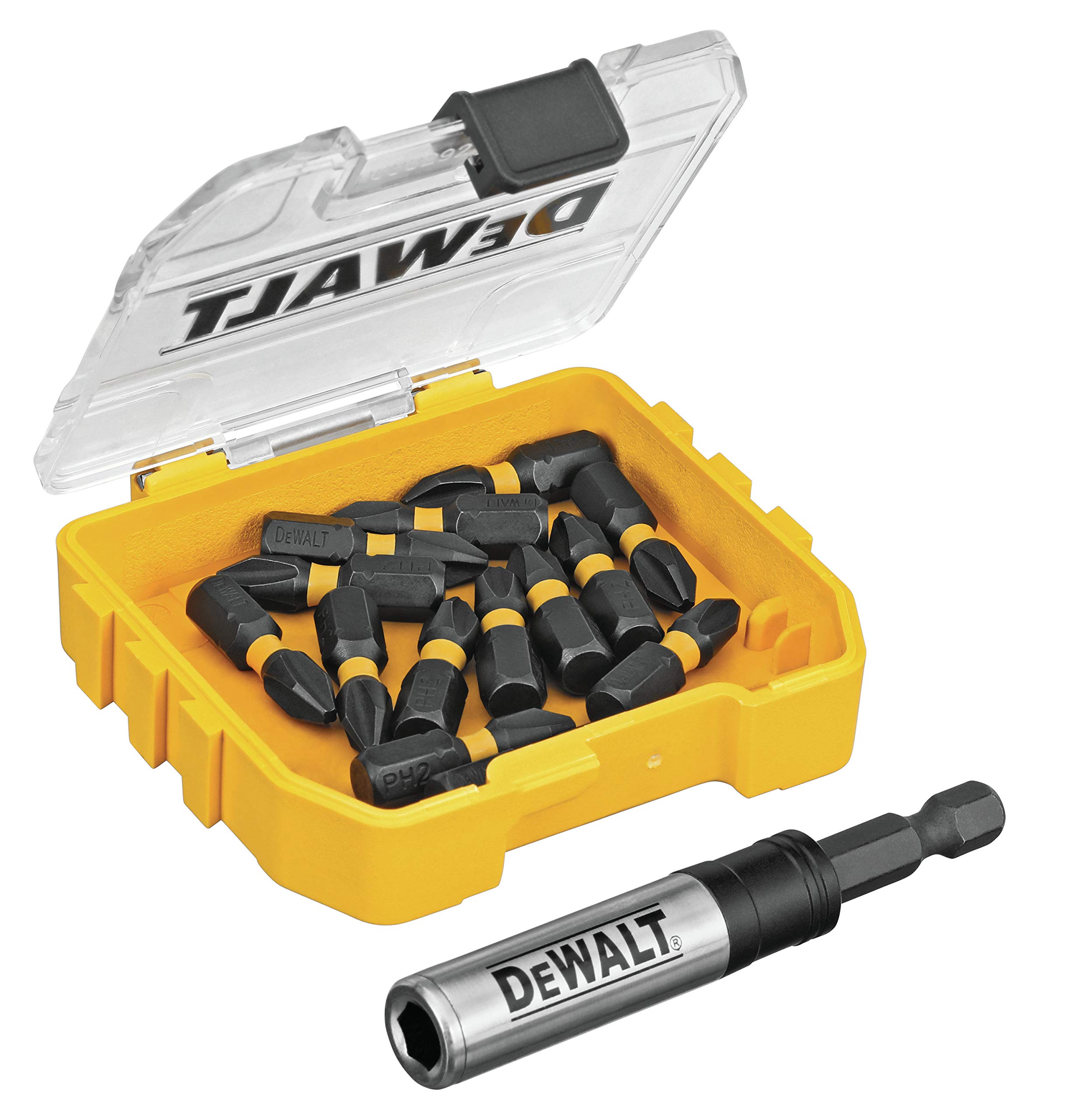 DEWALT FlexTorq Impact Driver Bit Set, Phillips, 1/4-Inch x 1-Inch, 15-Piece (DWA3HLD1PH2-15)