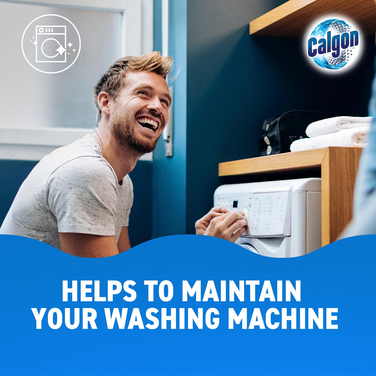 Calgon 4-in-1 Washing Machine Cleaner and Water Softener Tablets, 75 Count, Removes Limescale, Residue, Dirt, Rust & Malodours, Deep Clean, XL Pack Size