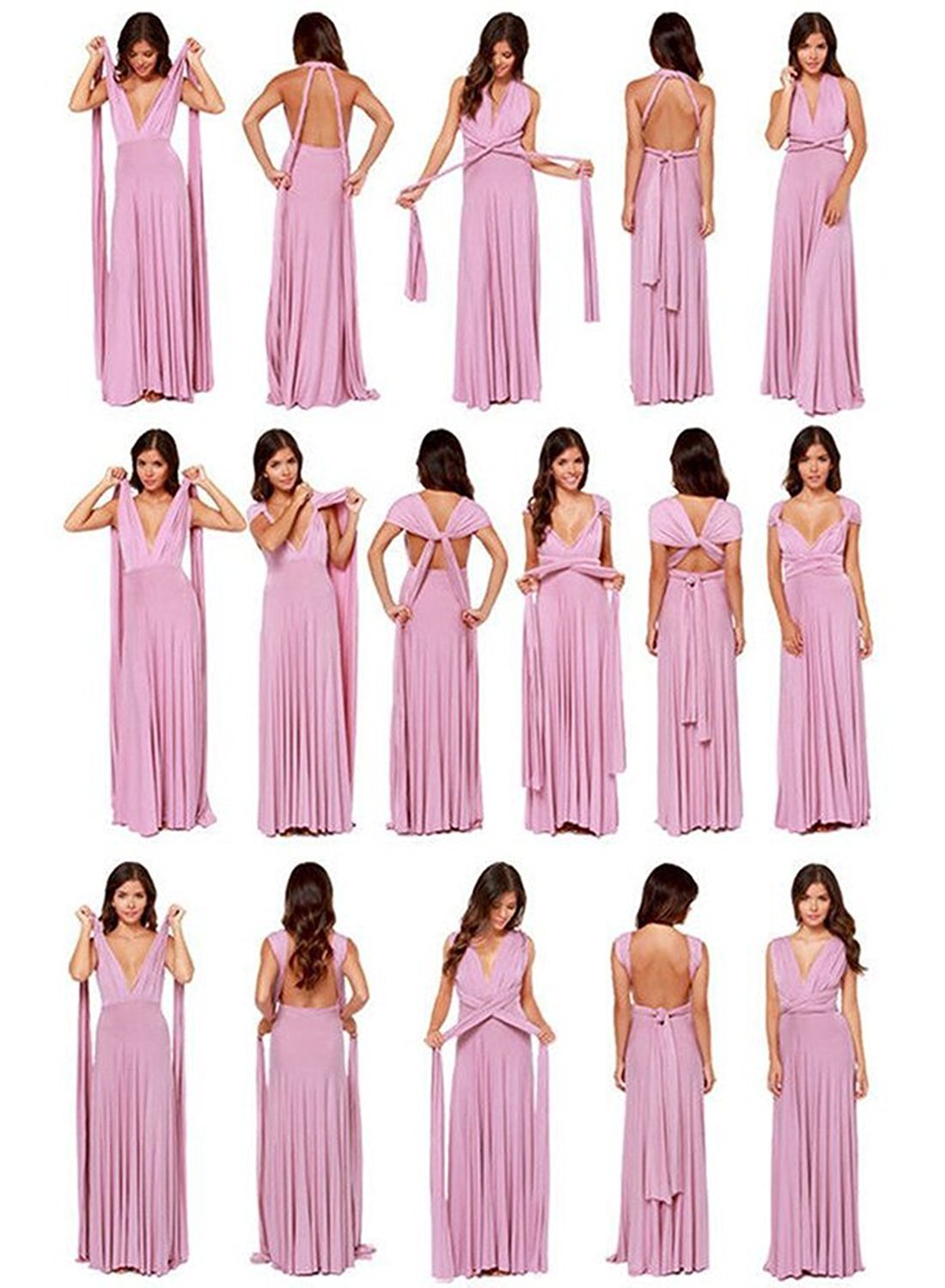 Women's Transformer Convertible Multi Way Wrap Long Prom Maxi Dress V-Neck High Low Wedding Bridesmaid Evening Party Grecian Dresses Boho Backless Halter Formal Cocktail Dance Gown Green Small