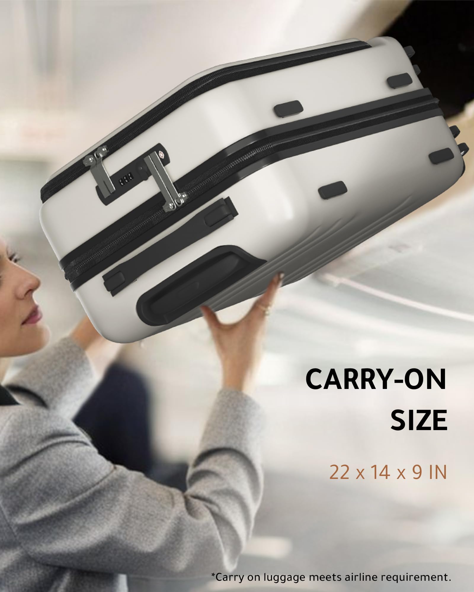LUGGEX Carry On Luggage with Pocket Compartment - Polycarbonate Expandable Luggage with USB Port - Travel Suitcase with Wheels Airline Approved, Lightweight