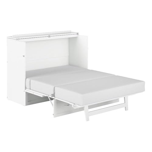 BOWERY HILL Full Size Murphy Bed Chest with Charging Station in White
