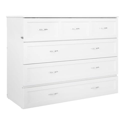 BOWERY HILL Full Size Murphy Bed Chest with Charging Station in White