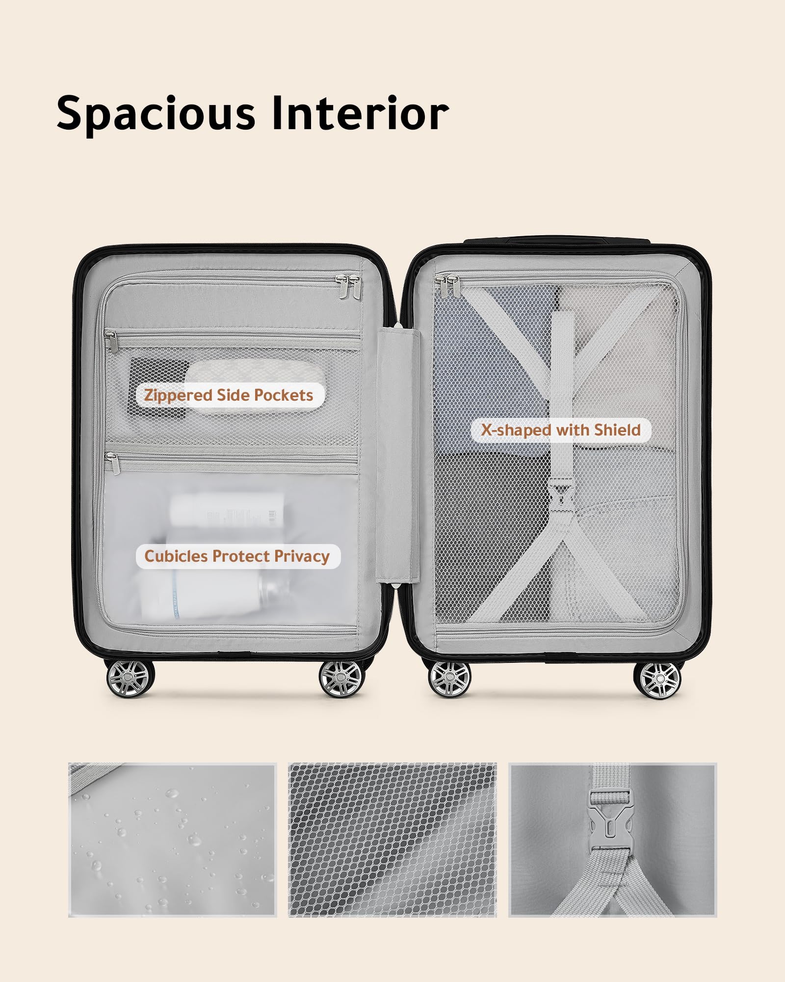 LUGGEX Carry On Luggage with Pocket Compartment - Polycarbonate Expandable Luggage with USB Port - Travel Suitcase with Wheels Airline Approved, Lightweight