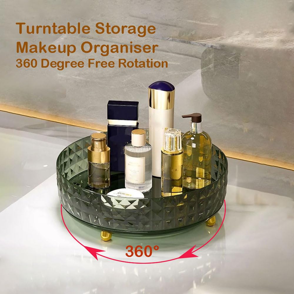 Non Skid Lazy Susan Turntable, 1 Tier Non Skid Spice Rack Turntable, 9 Inch Spinning Organizer, 360 Degree Rotating Seasoning Organizer for Kitchen, Pantry Cabinet, Refrigerator, Dark Green