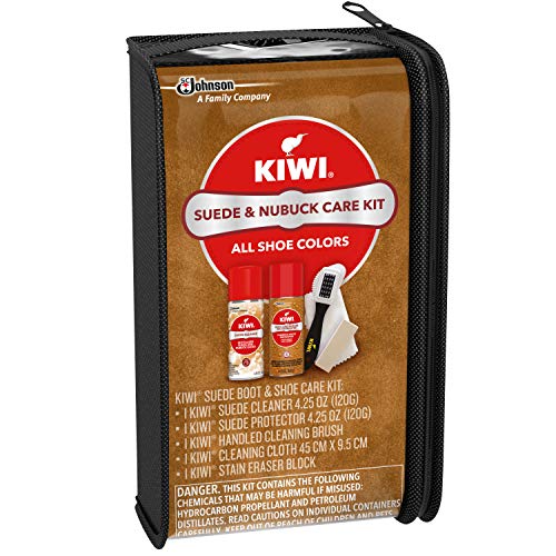 KIWI Suede and Nubuck Shoe Cleaner Kit | For Shoes, Boots, and More | Includes Cleaner, Protector, Brush, Cloth, Eraser Block