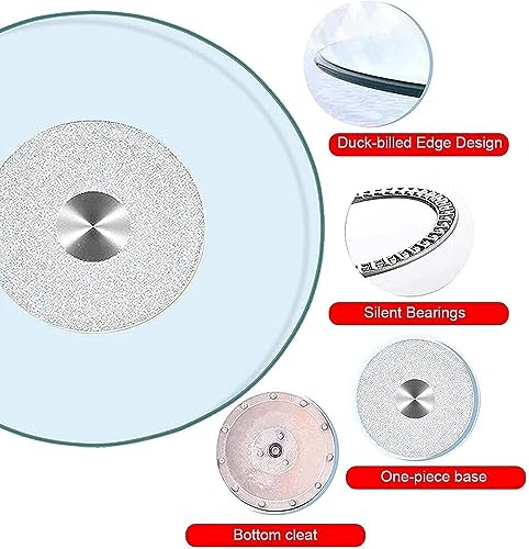 Lazy Susans Turntable 10mm Tempered Glass Lazy Susan Heavy Duty Turntable Round Dining Table Swivel Large Tabletop Serving Plate ,20-47in Kitchen Dining Table Rotating Tray, Aluminum Alloy Bearing (C