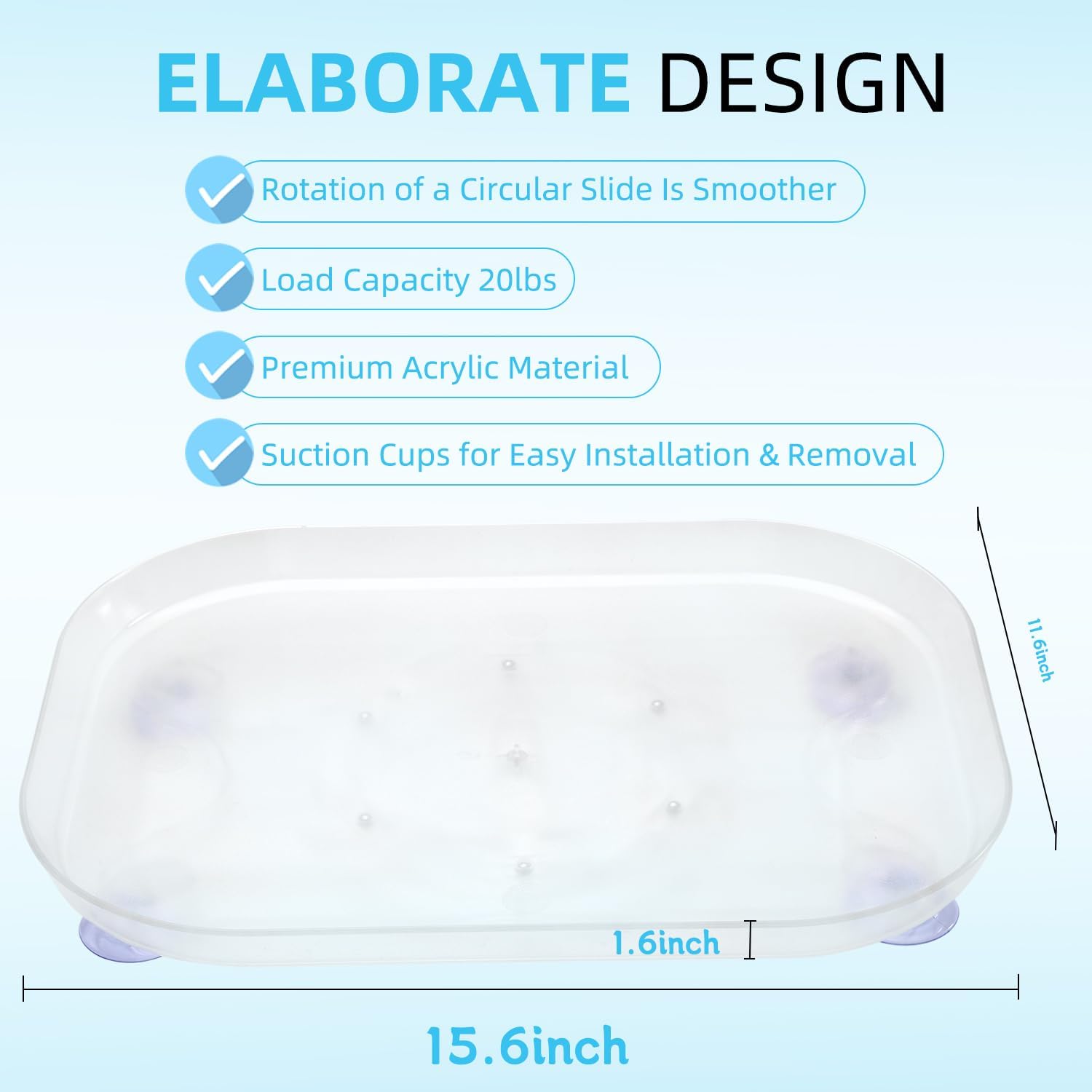 Lazy Susan Organizer for Refrigerator,Rotate Fridge Organizers and Storage,Lazy Susan Turntable for Fridge, Cabinet, Pantry,Table, Kitchen, Countertop(15.7''x 11.8'',Clear)