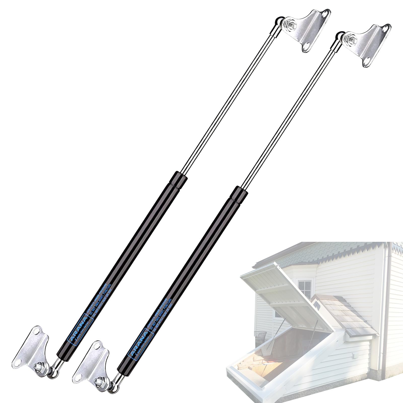 20 inch 200 LB Gas Prop Struts Shocks with L Mounting Brackets, 20" 889 N Lift-Support Gas Spring for Heavy-Duty Floor Hatch Trap Door Murphy Bed (Suitable Lid Weight: 185-220lbs), 2Pcs Set