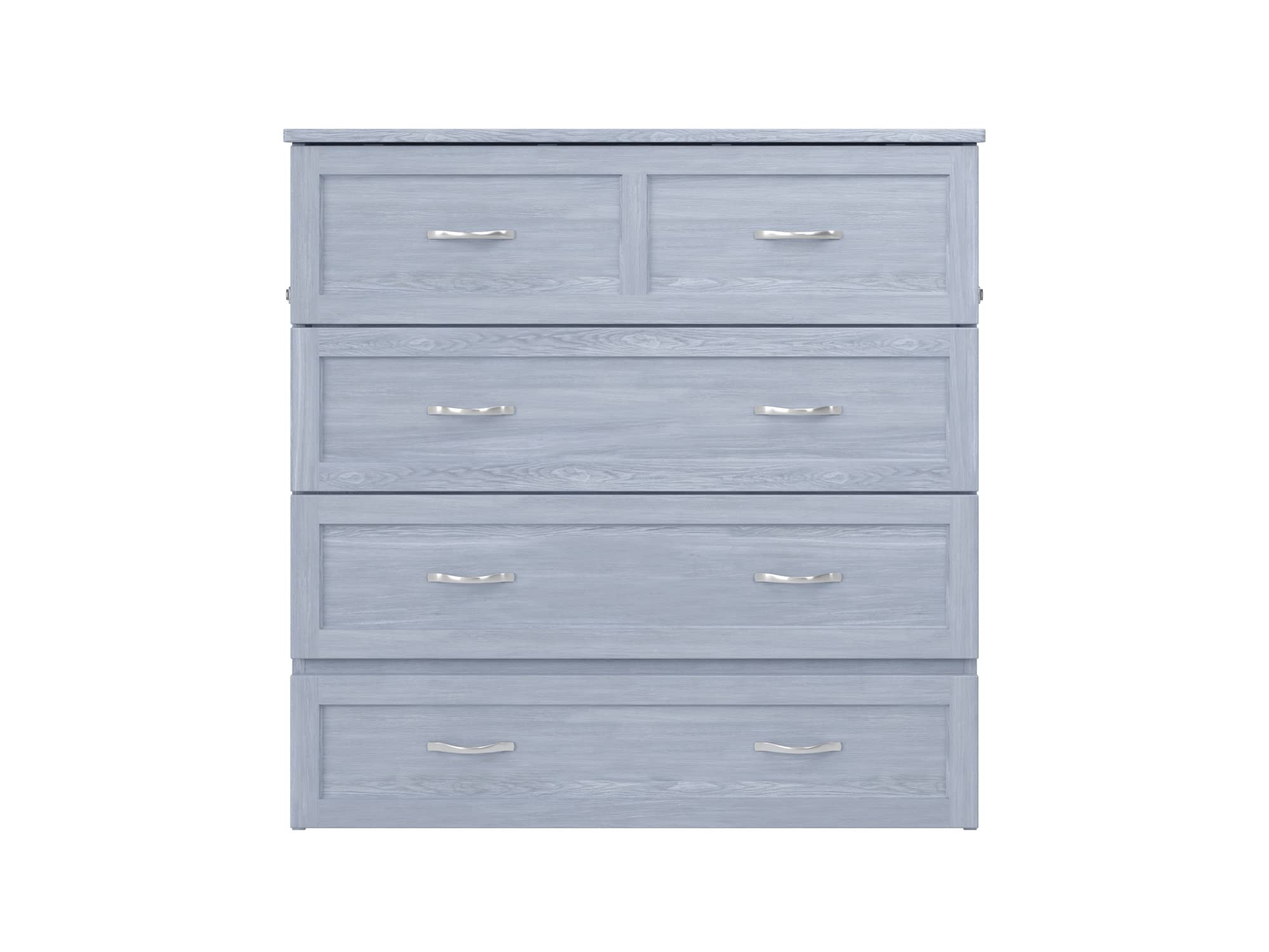 AFI Northfield Twin XL Size Murphy Bed Chest with Mattress, Storage, & Built-in Charger in Driftwood