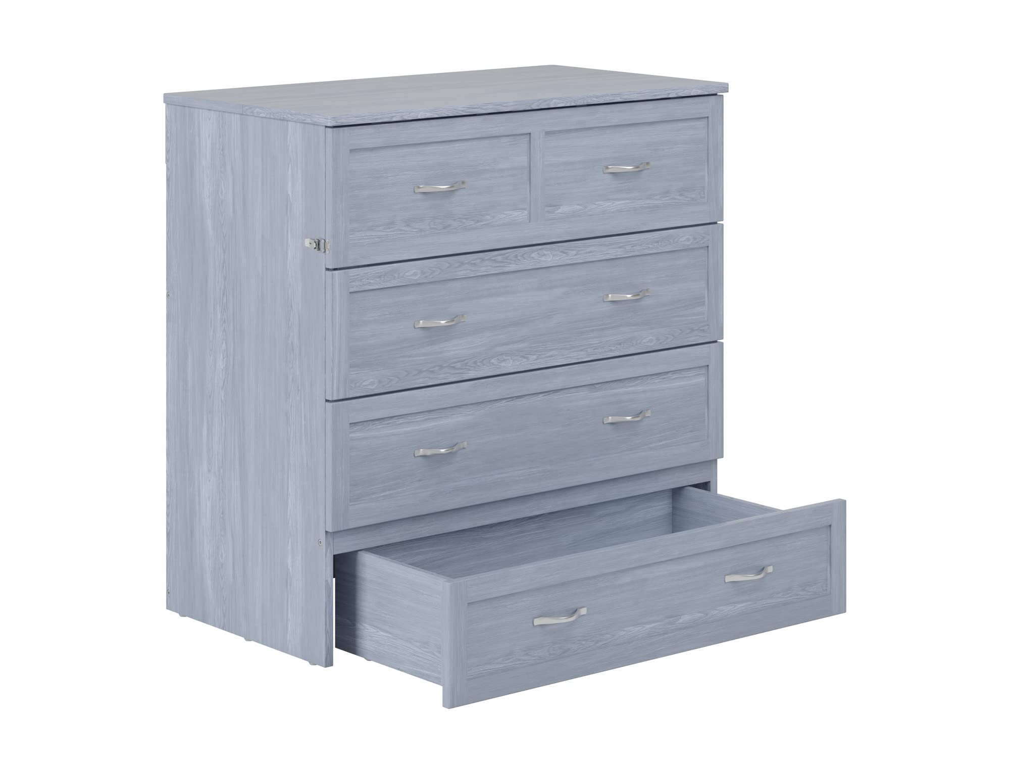 AFI Northfield Twin XL Size Murphy Bed Chest with Mattress, Storage, & Built-in Charger in Driftwood