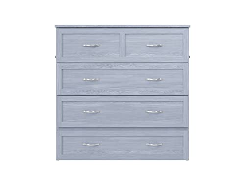AFI Northfield Twin XL Size Murphy Bed Chest with Mattress, Storage, & Built-in Charger in Driftwood