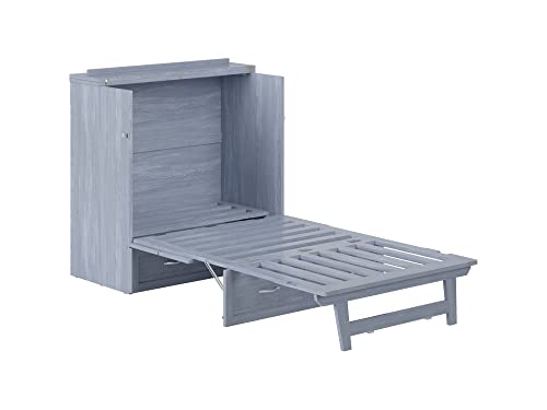 AFI Northfield Twin XL Size Murphy Bed Chest with Mattress, Storage, & Built-in Charger in Driftwood