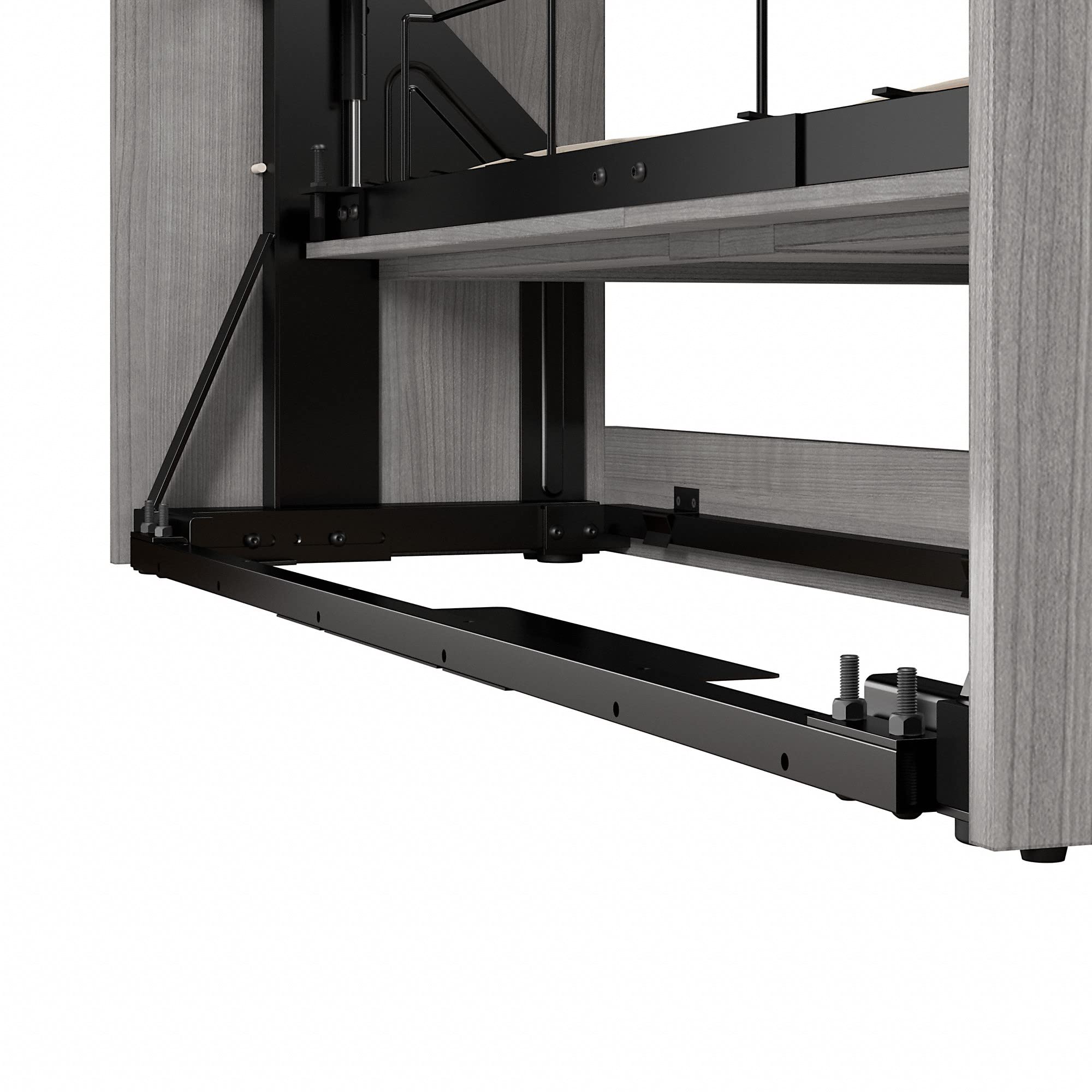 Bestar Pur Queen Murphy Bed with Closet Storage Organization, Platinum Gray 136-inch Sleeping Arrangement for Multipurpose Room with Wardrobe Organizers