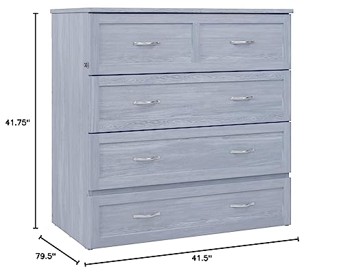 AFI Northfield Twin XL Size Murphy Bed Chest with Mattress, Storage, & Built-in Charger in Driftwood