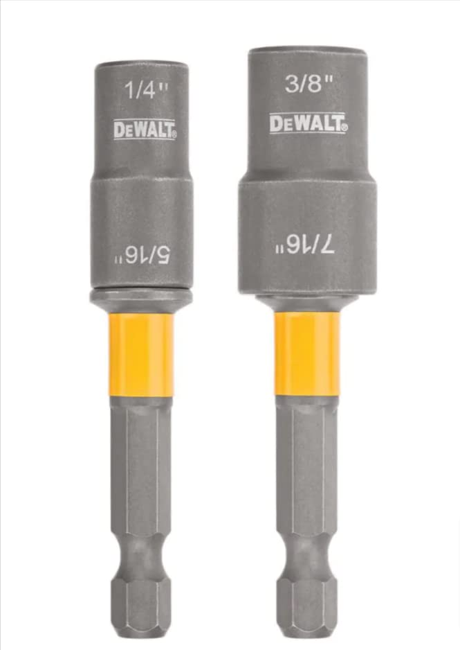 DEWALT Magnetic MAX IMPACT Double Ended Carbon Steel Nut Driver (2-Pack) which includes 1/4 to 5/16 and the 3/8 to 7/16 Nut Drivers for a 1/4'' Impact Driver, (DWADNDMI2)