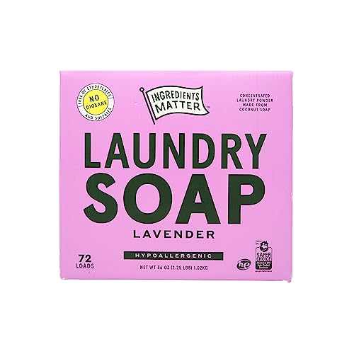 Ingredients Matter Lavender Scent 36 oz Laundry Detergent Powder - Hypoallergenic, Natural, Detergent-Free, Planet-Friendly Laundry Supplies - Made in USA