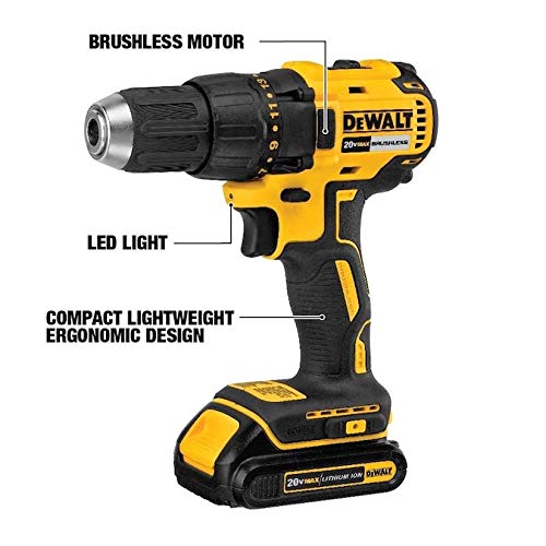 DCK277C2 20V MAX Cordless Compact Brushless Drill/Driver and Impact Combo Kit (2-Tool w/ 2 Batteries 1.3Ah, Charger, and Soft Bag)