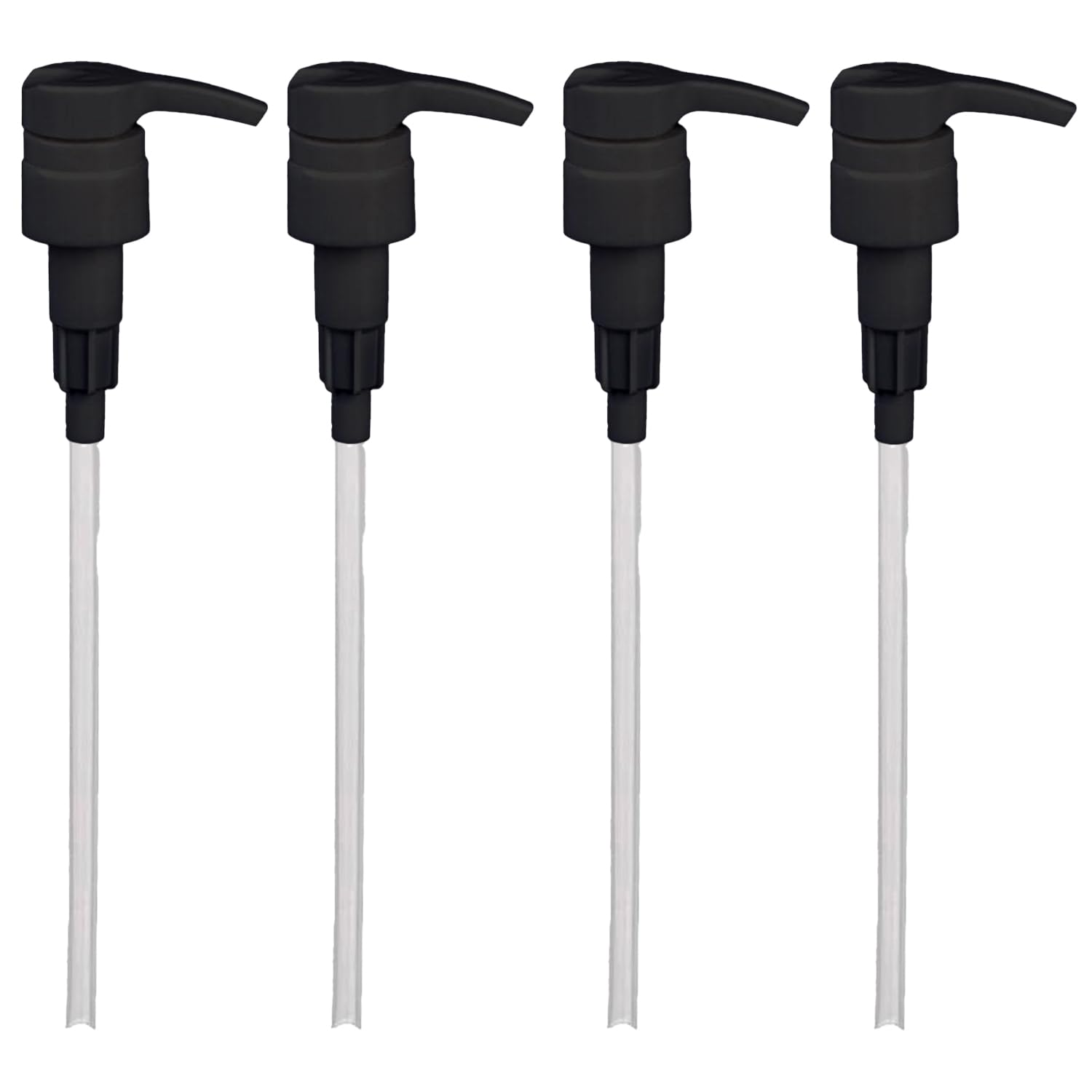 Universal Shampoo/Conditioner Dispenser Pump for Bottles, Leak Proof, Pump Top (Black - Pack of 4)