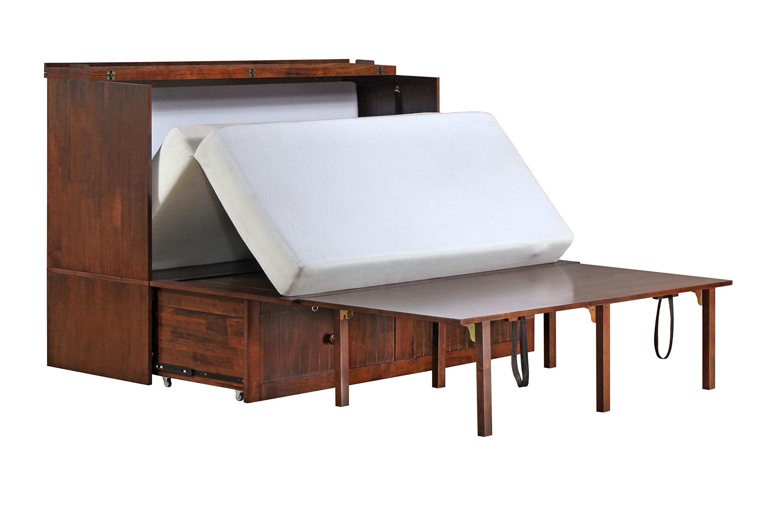 Murphybedz Tuscany Murphy Cabinet Chest Bed with Charging Station 6 Inch, Queen (Tobacco)