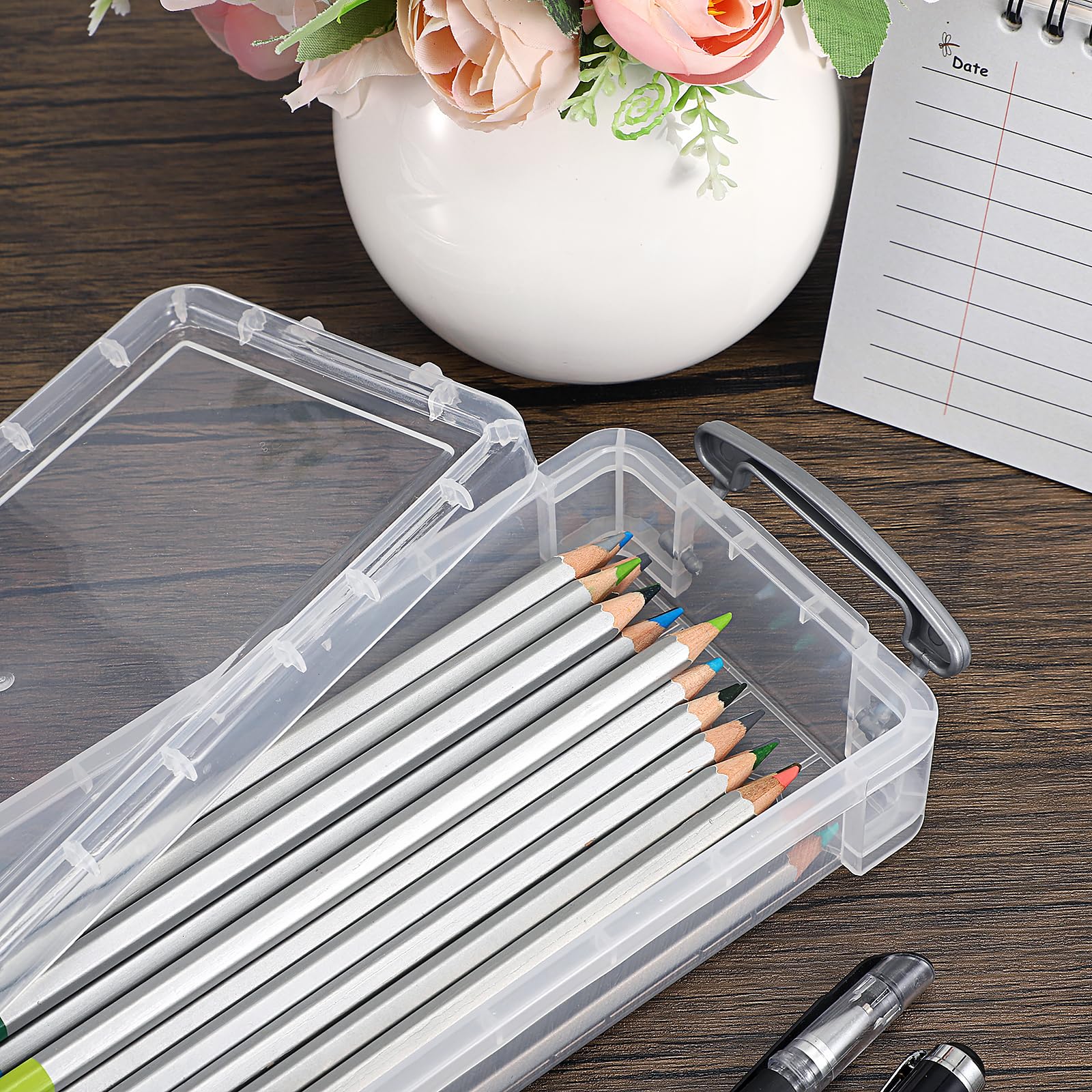 BTSKY Large Capacity Pencil Box, Office Supplies Storage Organizer Box, Brush Painting Pencils Storage Box Watercolor Pen Container Drawing Tools(6 Pack)